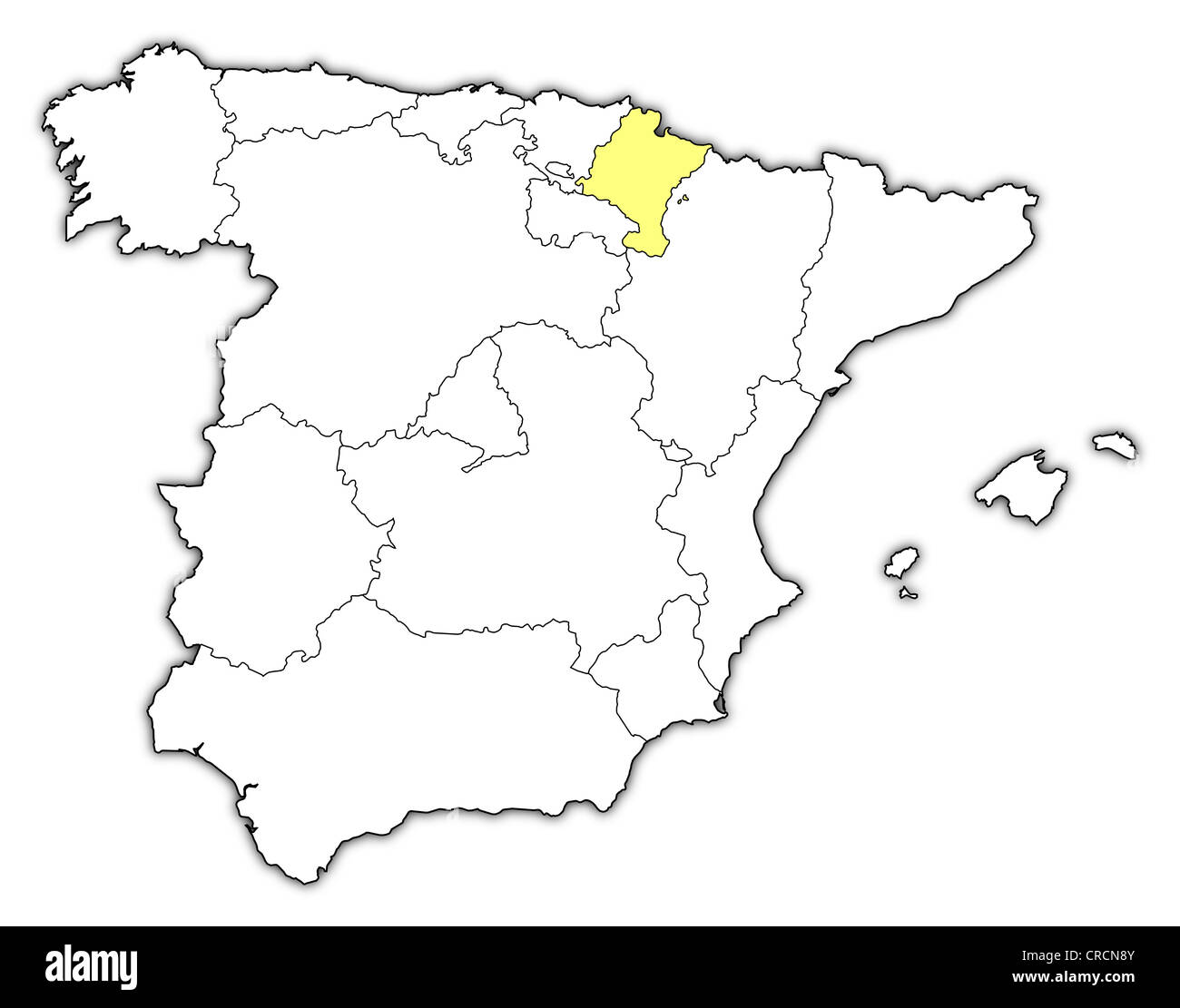 Mappa politica della Spagna con le diverse regioni dove la Navarra è ...