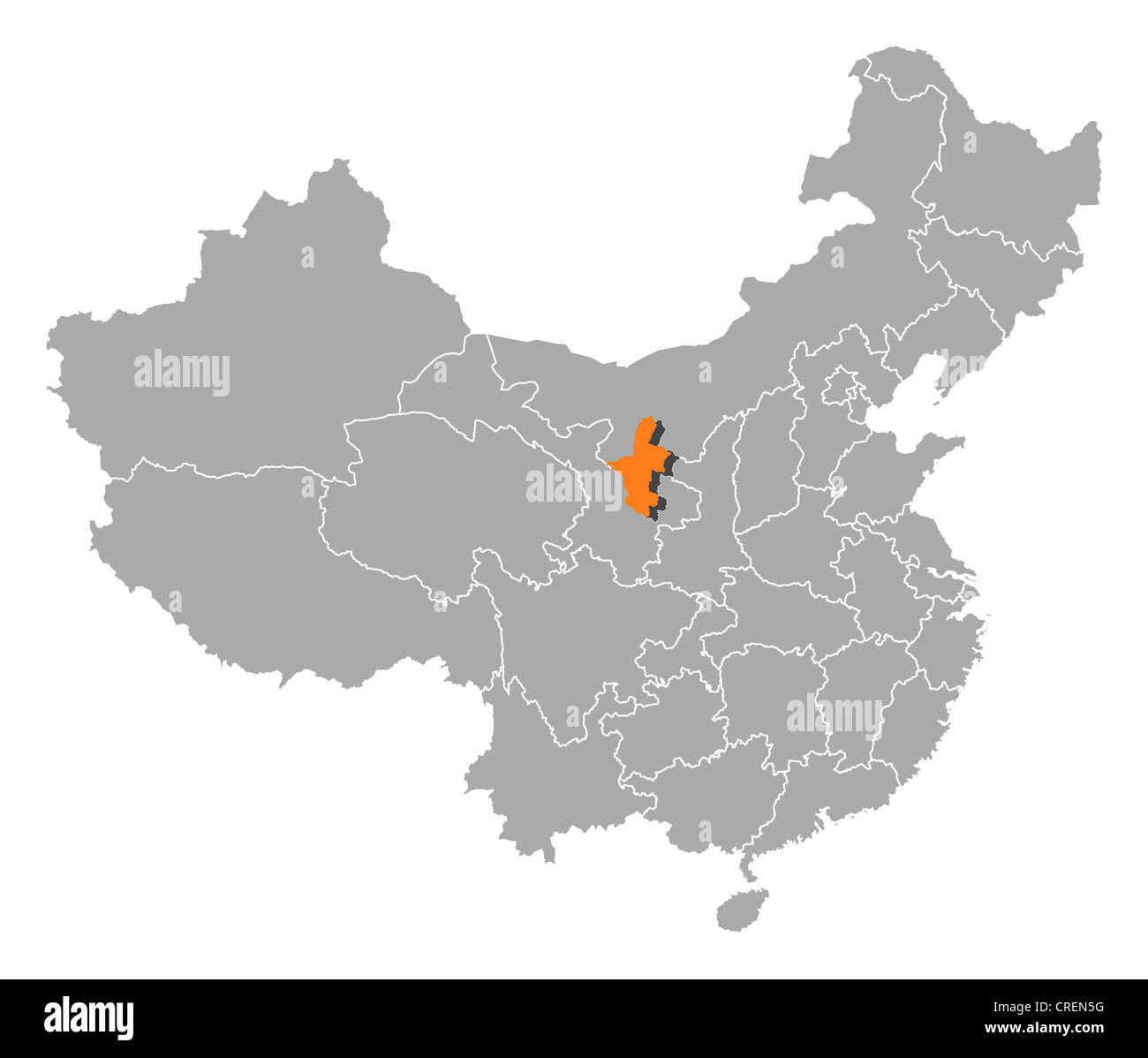 Mappa politica della Cina con le diverse province dove Ningxia è ...