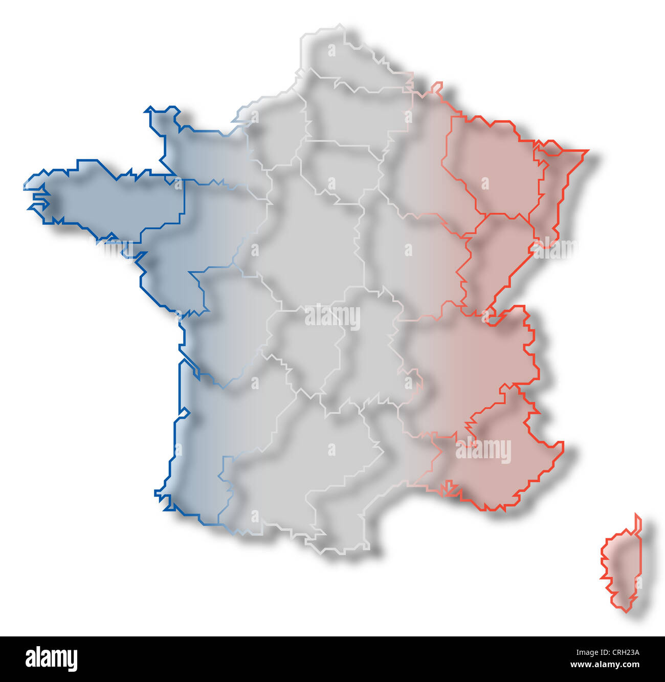 Mappa Politico della Francia con le varie regioni Foto stock - Alamy