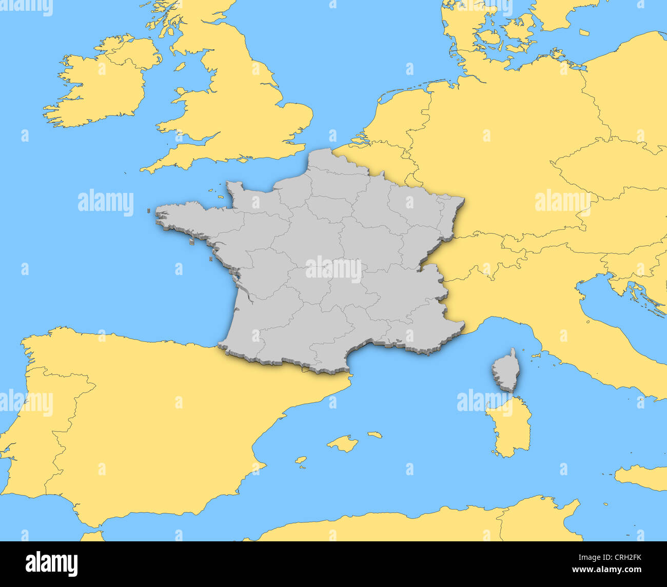 Mappa Politico della Francia con le varie regioni Foto stock - Alamy