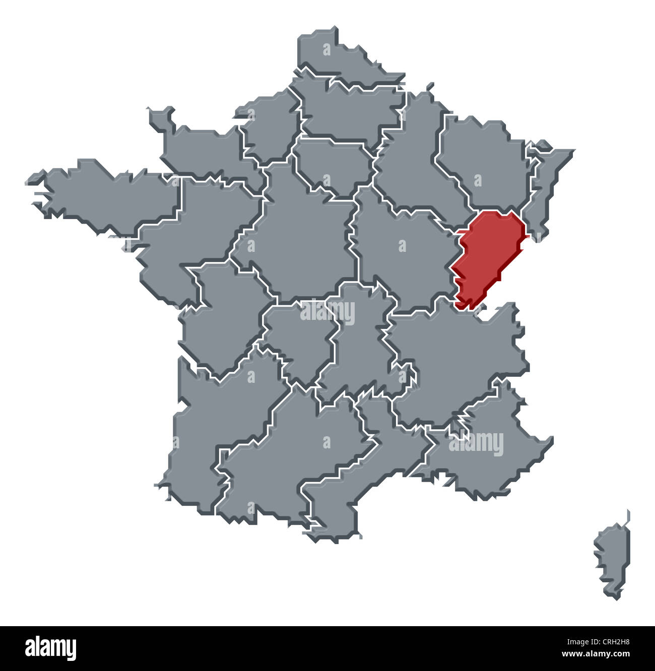 Mappa Politico della Francia con le diverse regioni dove la Franca ...