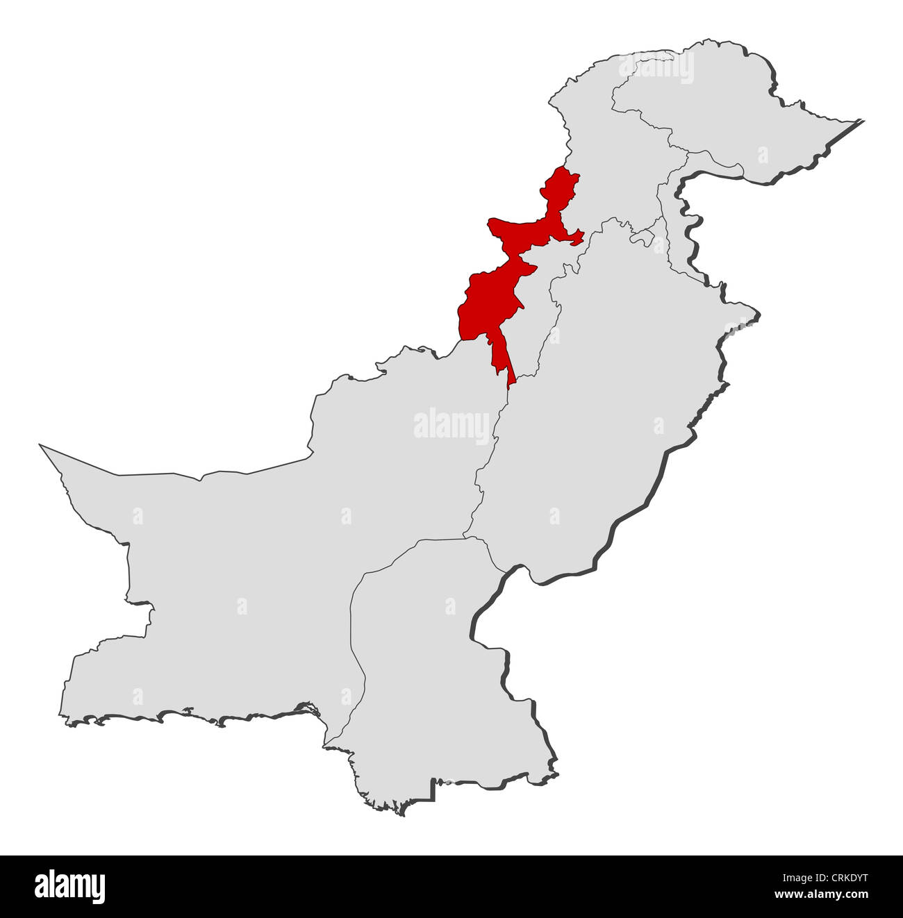 Mappa politica del Pakistan con le diverse province dove Aree Tribali ...