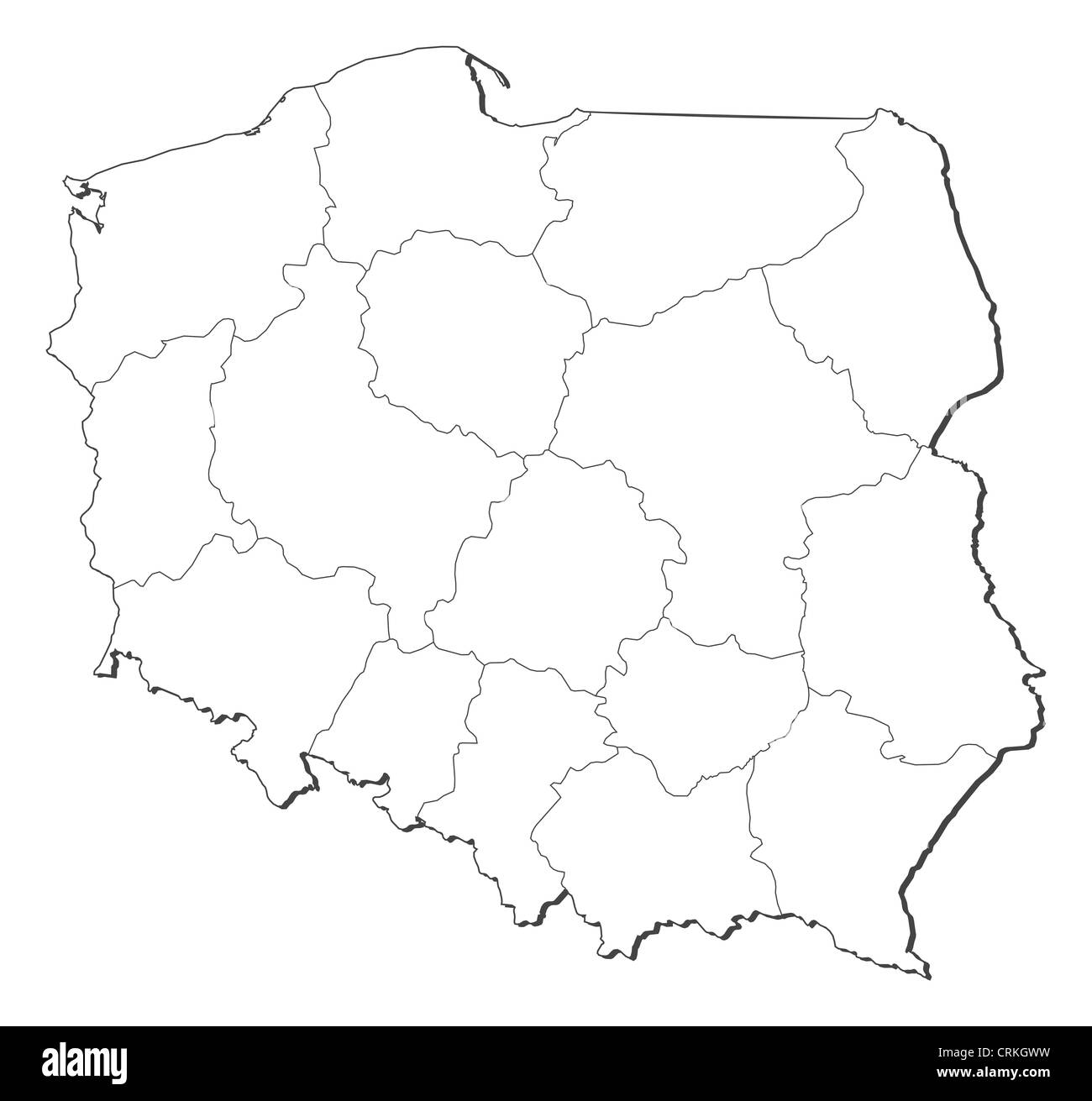 Mappa dei confini della polonia Foto e Immagini Stock in Bianco e Nero ...