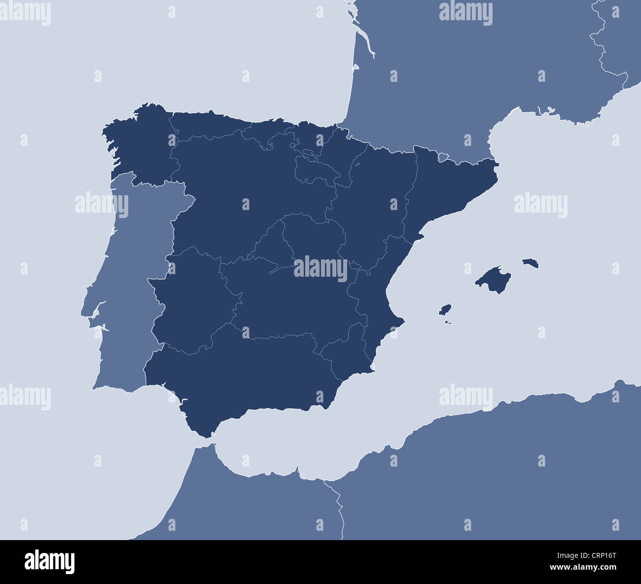 Mappa politica della Spagna con le varie regioni Foto stock - Alamy