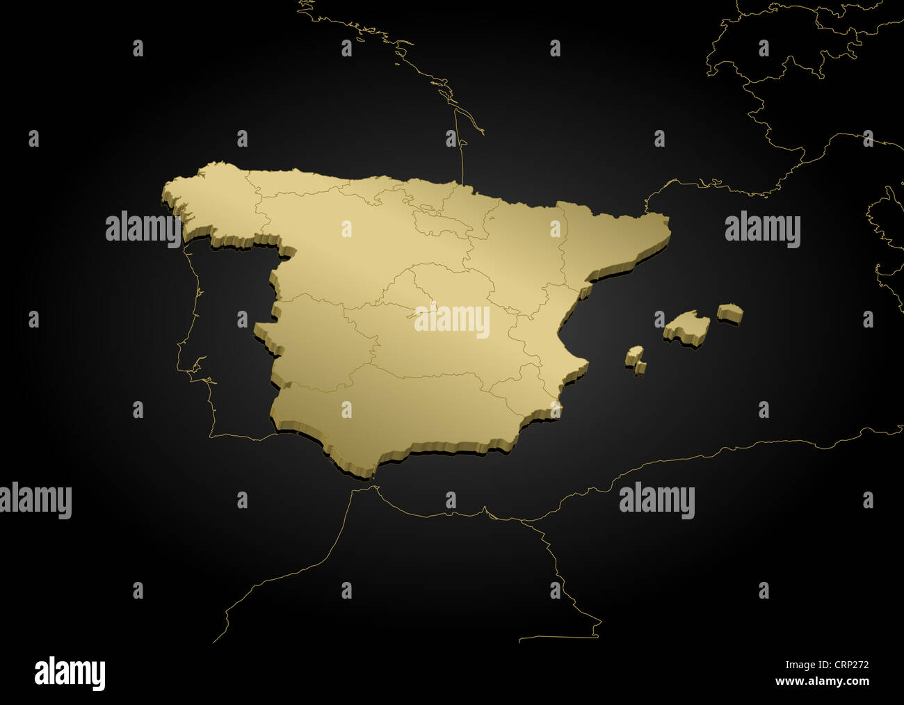 Mappa politica della Spagna con le varie regioni Foto stock - Alamy