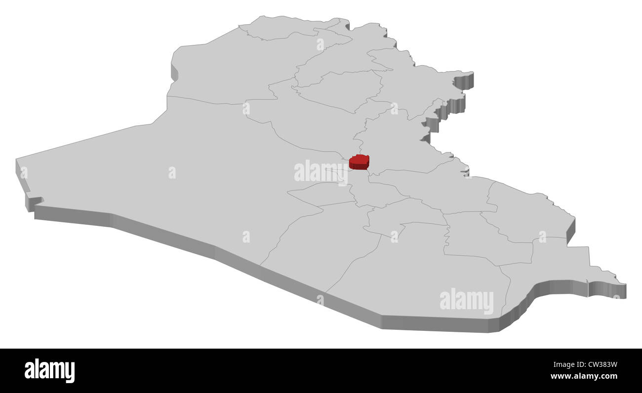 Mappa politica dell'Iraq con i vari governatorati dove Bagdad è ...
