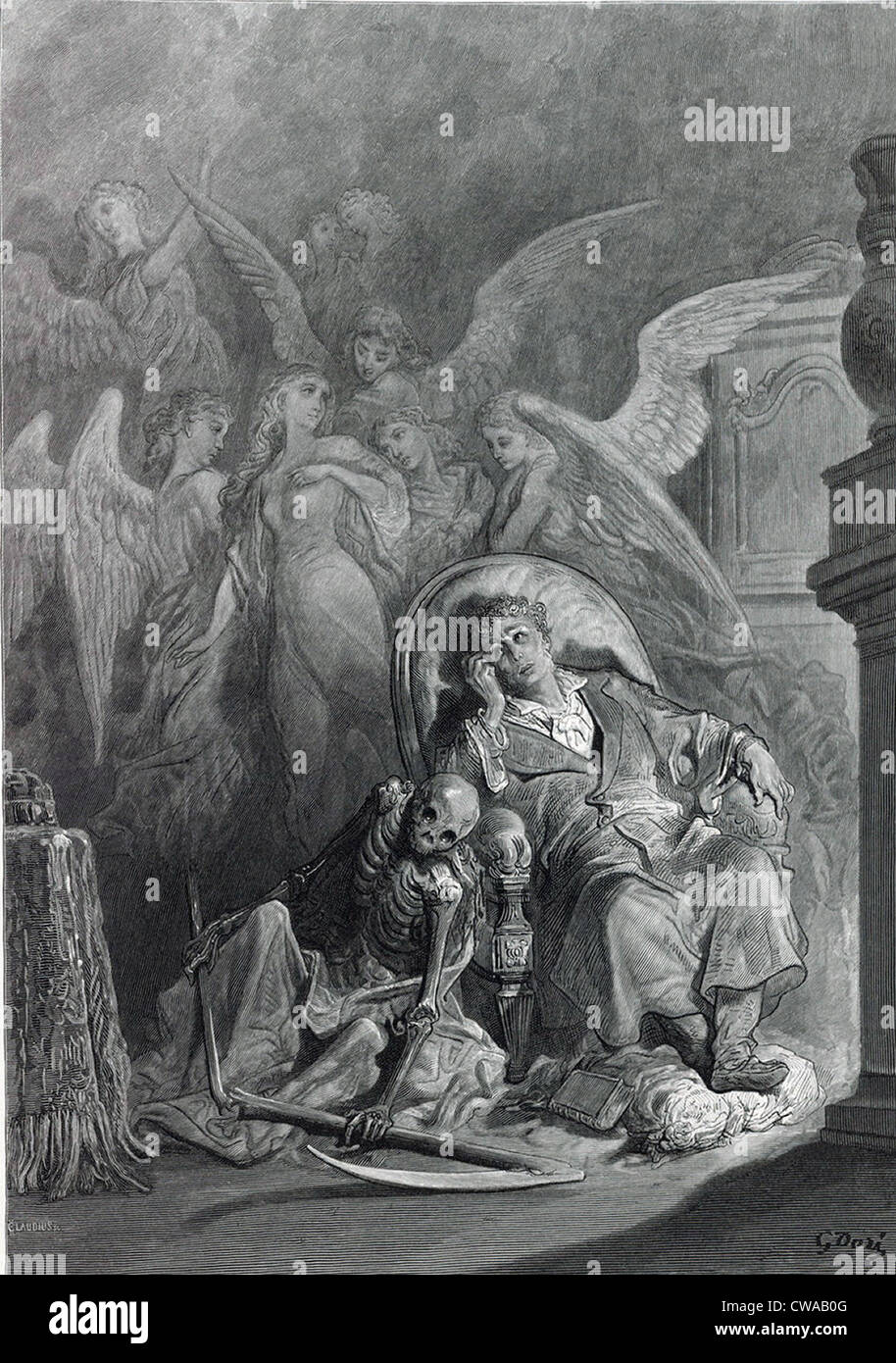 Gustave Dore illustrazione di Edgar Allan Poe "Raven "; il poema la ...