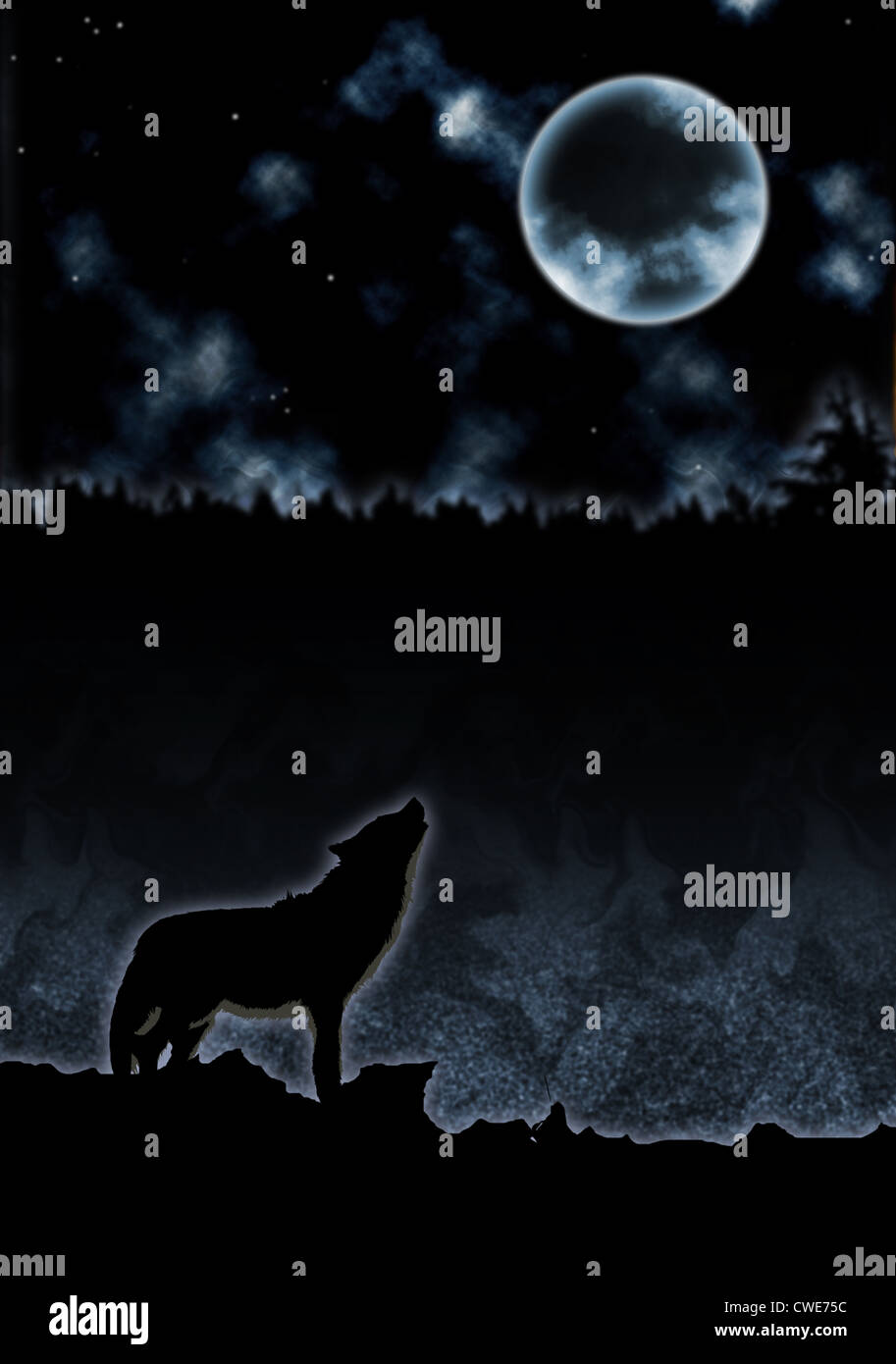 Lupo che ulula alla luna piena immagini e fotografie stock ad alta ...