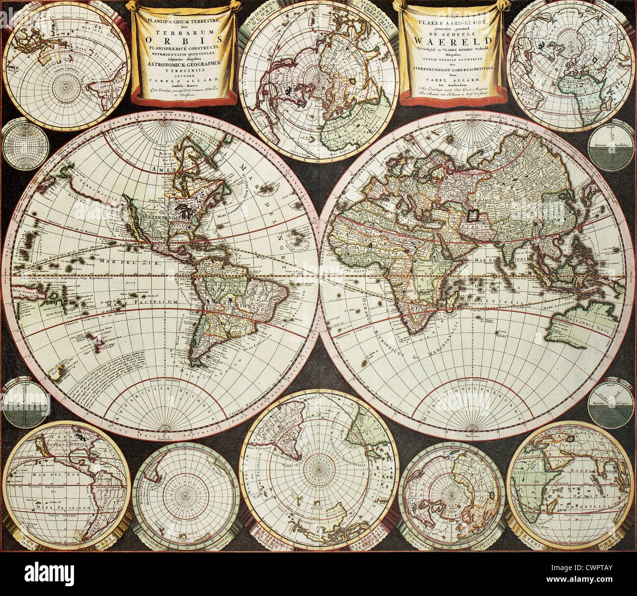 Vecchio emisfero doppia mappa del mondo Foto stock - Alamy