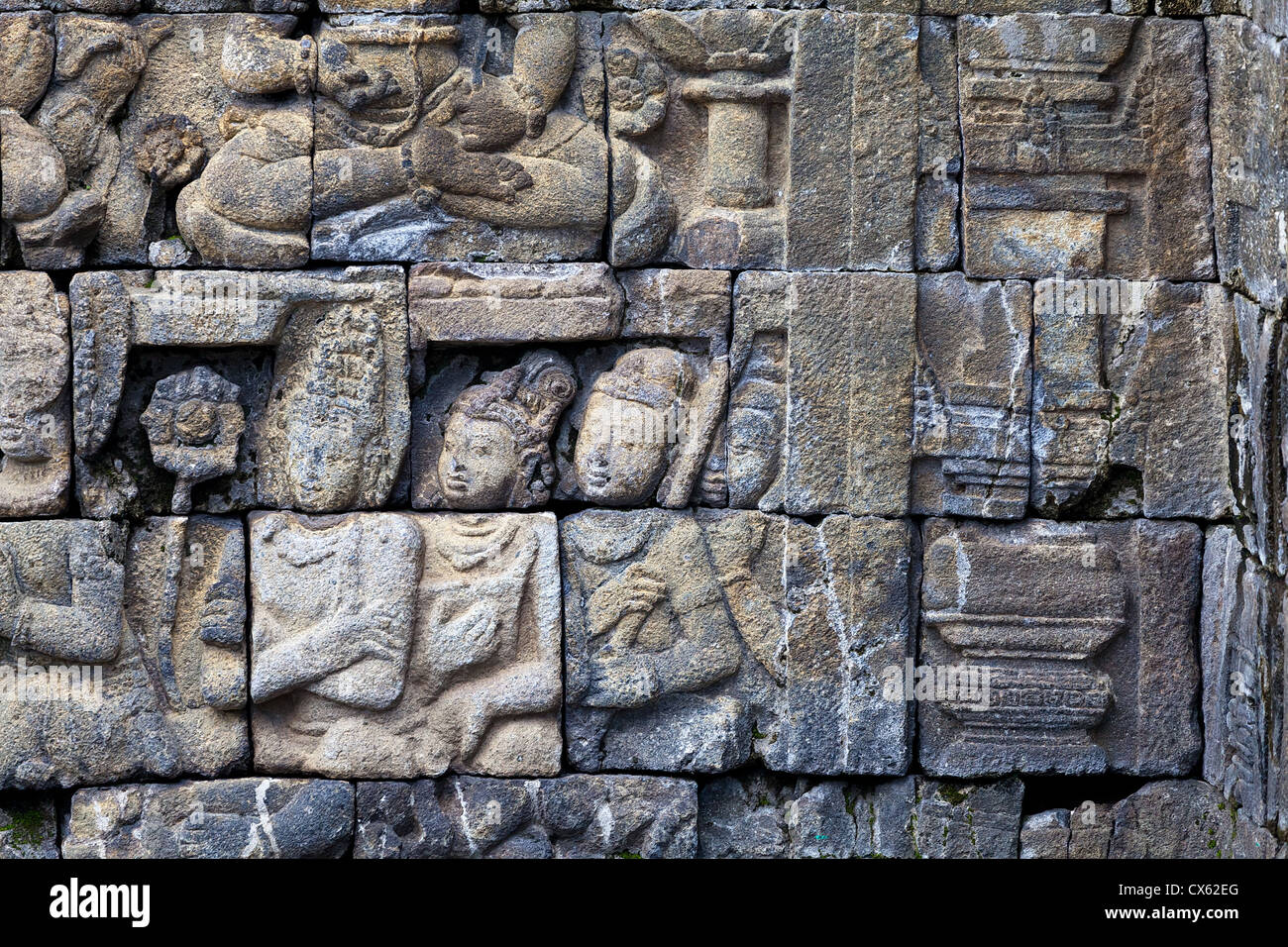 Muro del tempio di borobudur immagini e fotografie stock ad alta ...