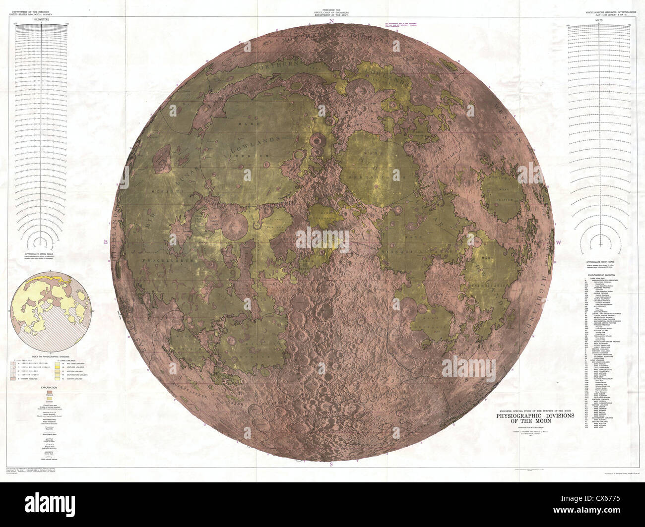 1961 U.S.G.S. Cartina Fisica della Luna (wall map) - punto di ...