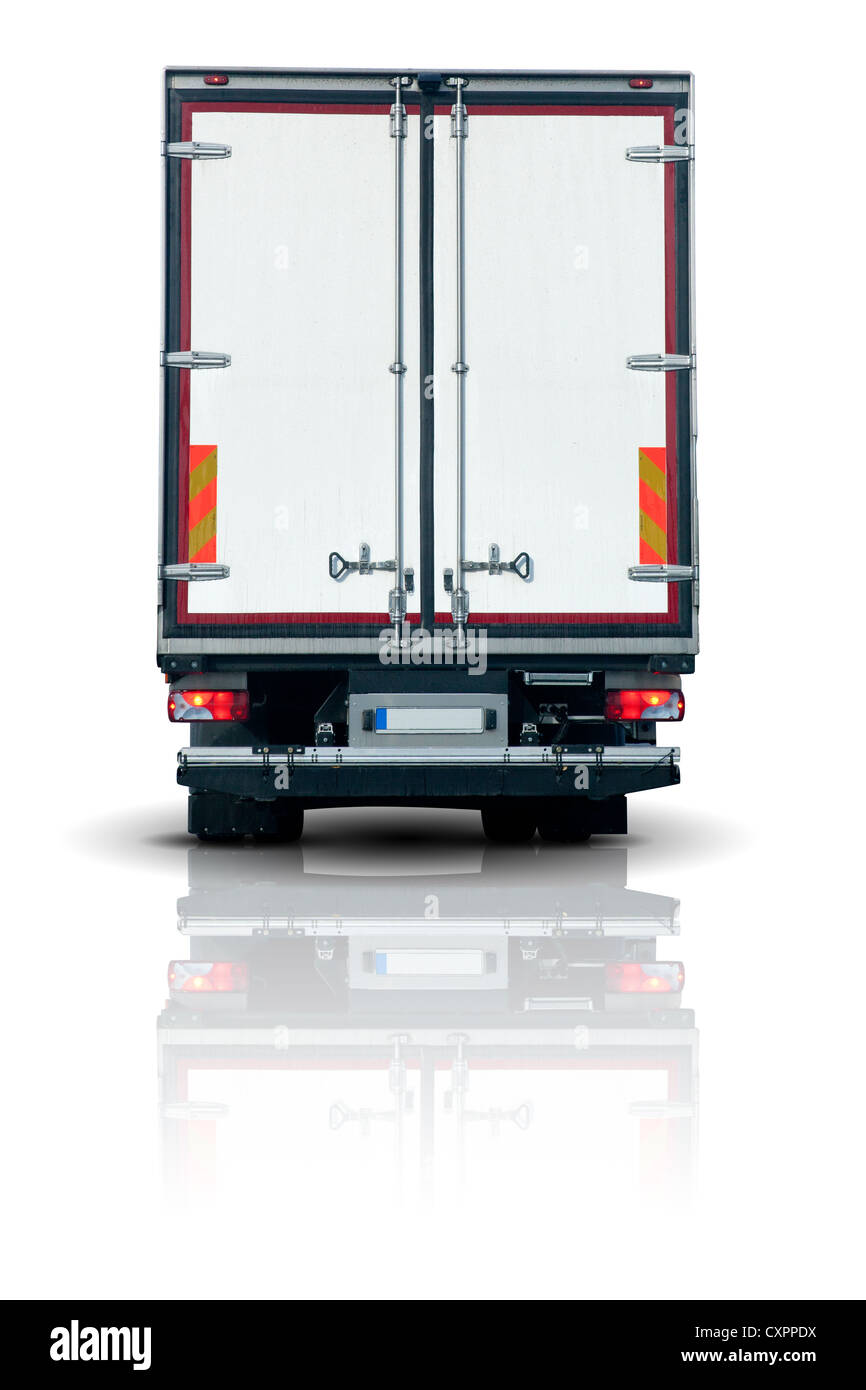 Camion rimorchio - Vista posteriore con le porte chiuse Foto stock - Alamy