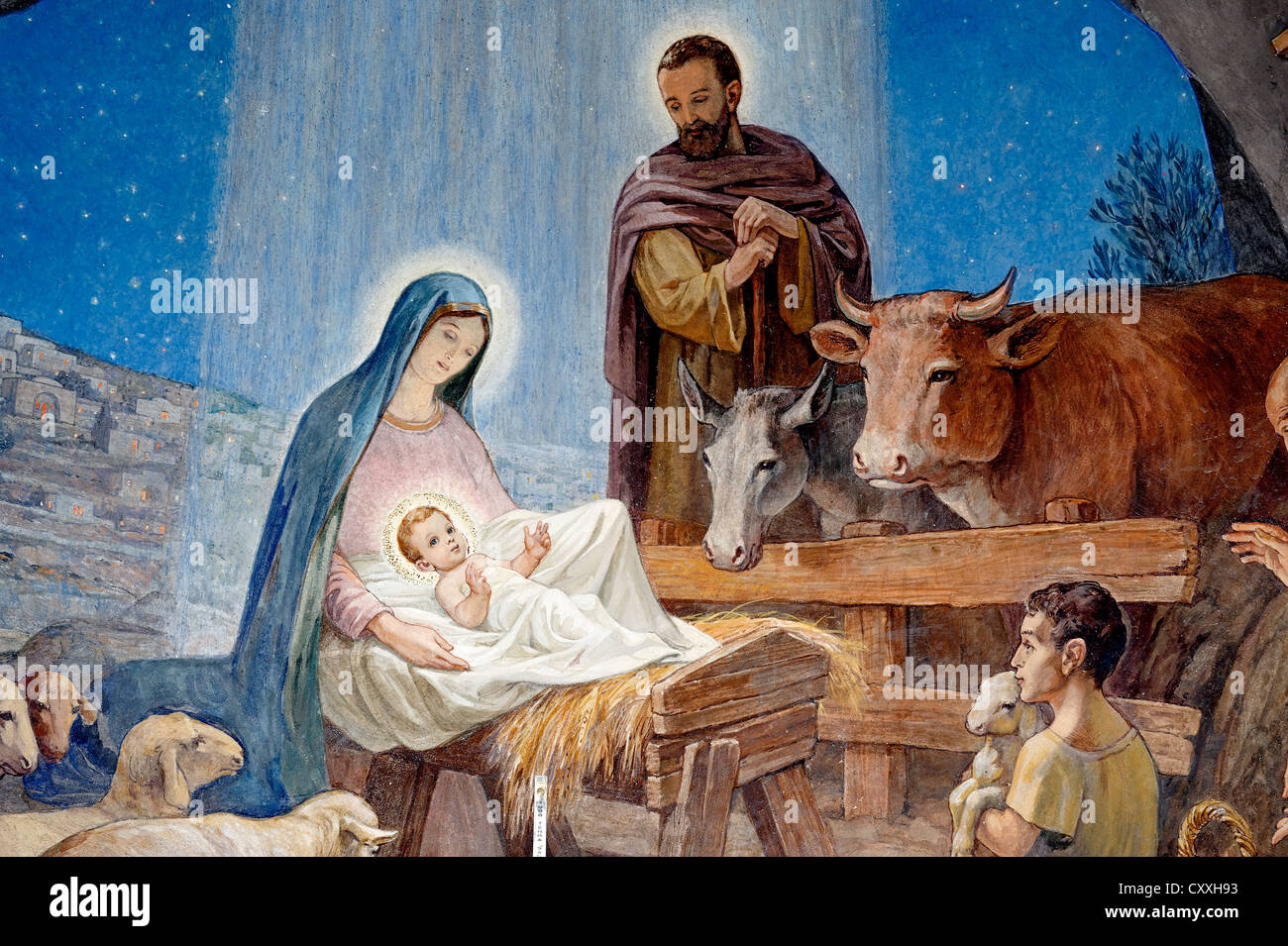La Nascita Di Gesù Affresco Der Es Siar Cappella Pastori Campi
