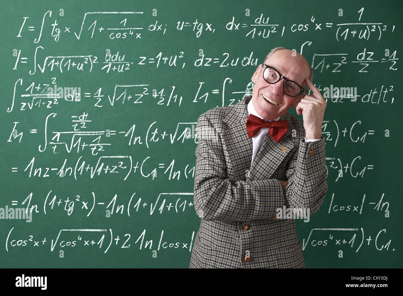 Il Professor, insegnante, lavagna, formule matematiche, equazioni ...