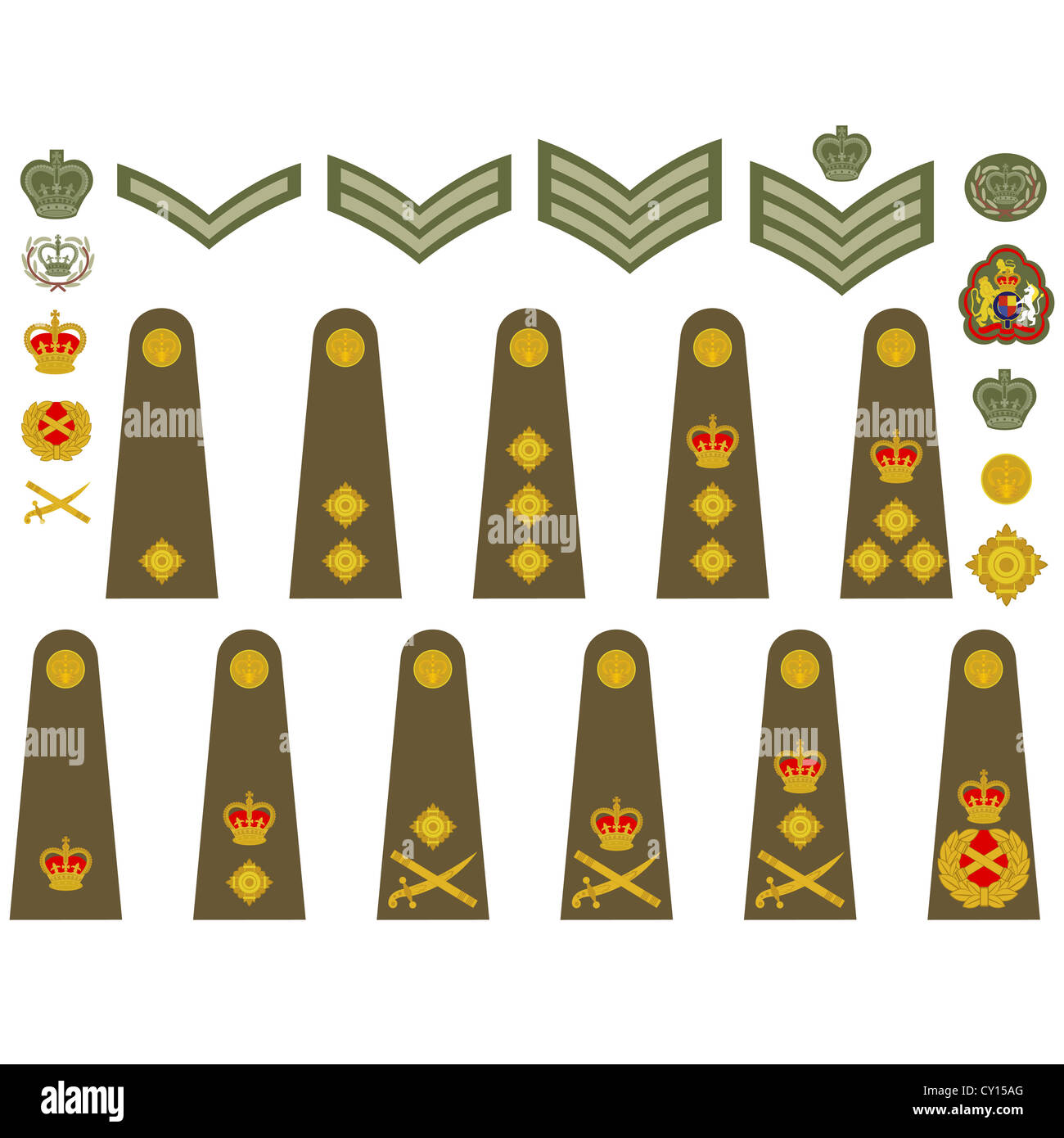 Epaulets, gradi militari e insegne. Immagine su sfondo bianco Foto ...