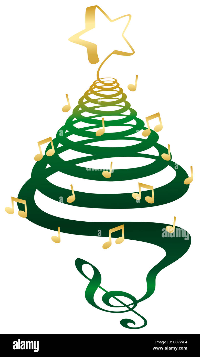 Un musical albero di Natale con chiave di violino, note e stella Foto ...