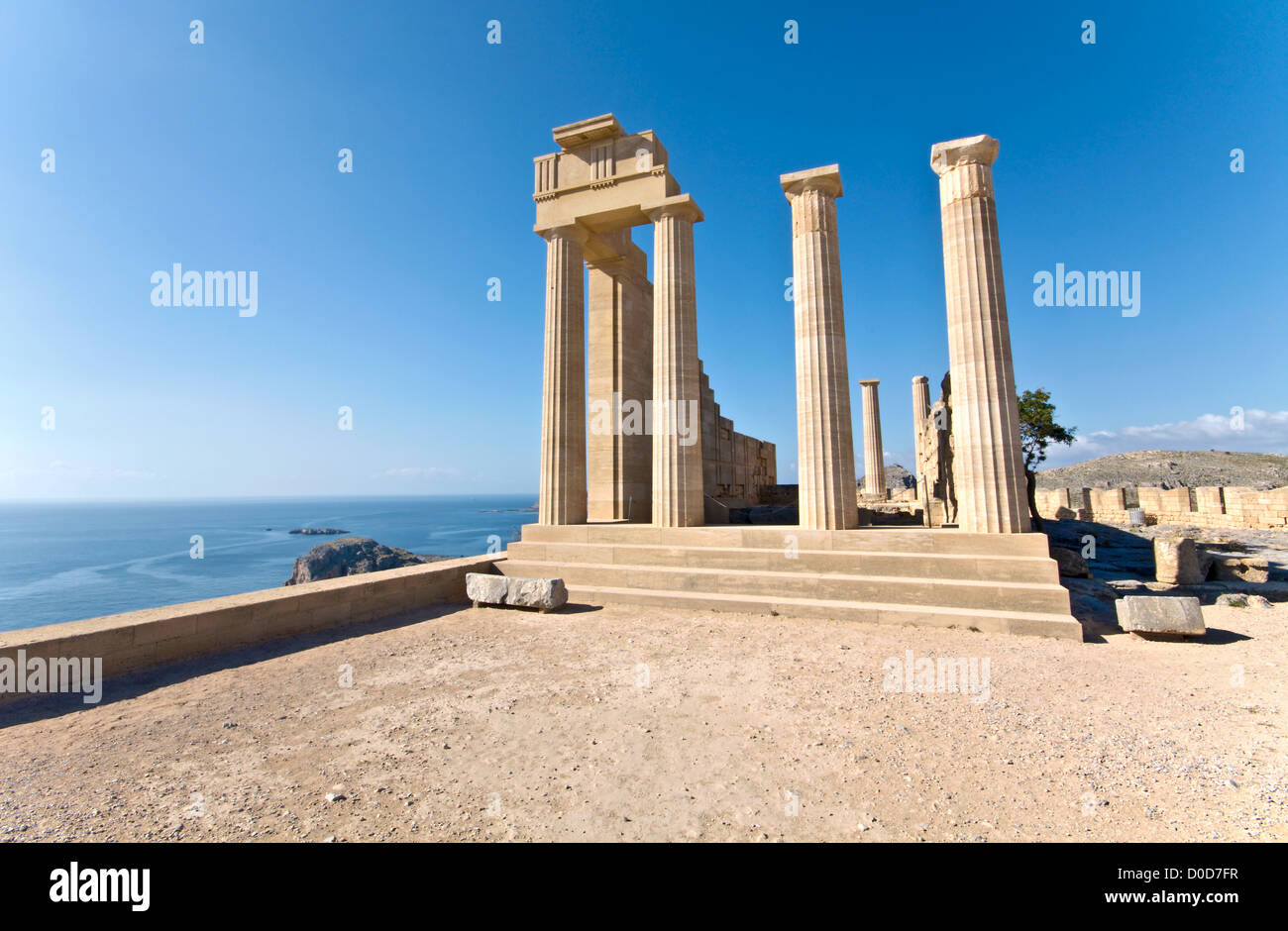 Antico tempio di Apollo a Lindos, l' isola di Rodi, Grecia Foto stock ...