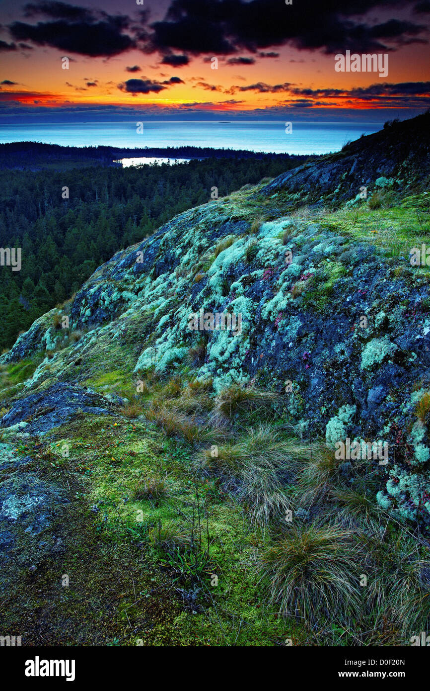 Sunset Goose Rock sulla Whidbey Island inganno passare Parco dello ...