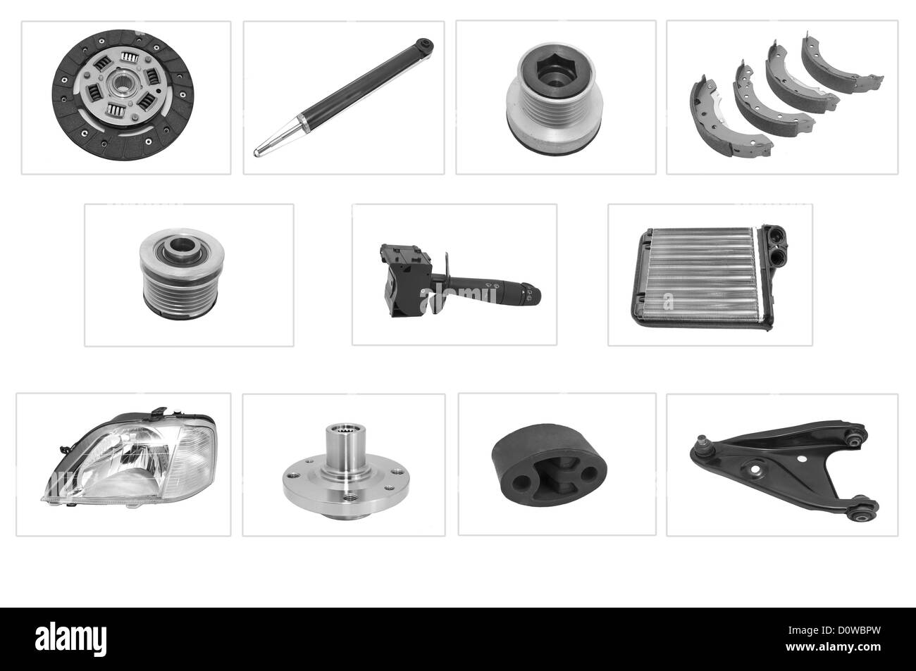 Car spare parts Foto e Immagini Stock in Bianco e Nero - Alamy