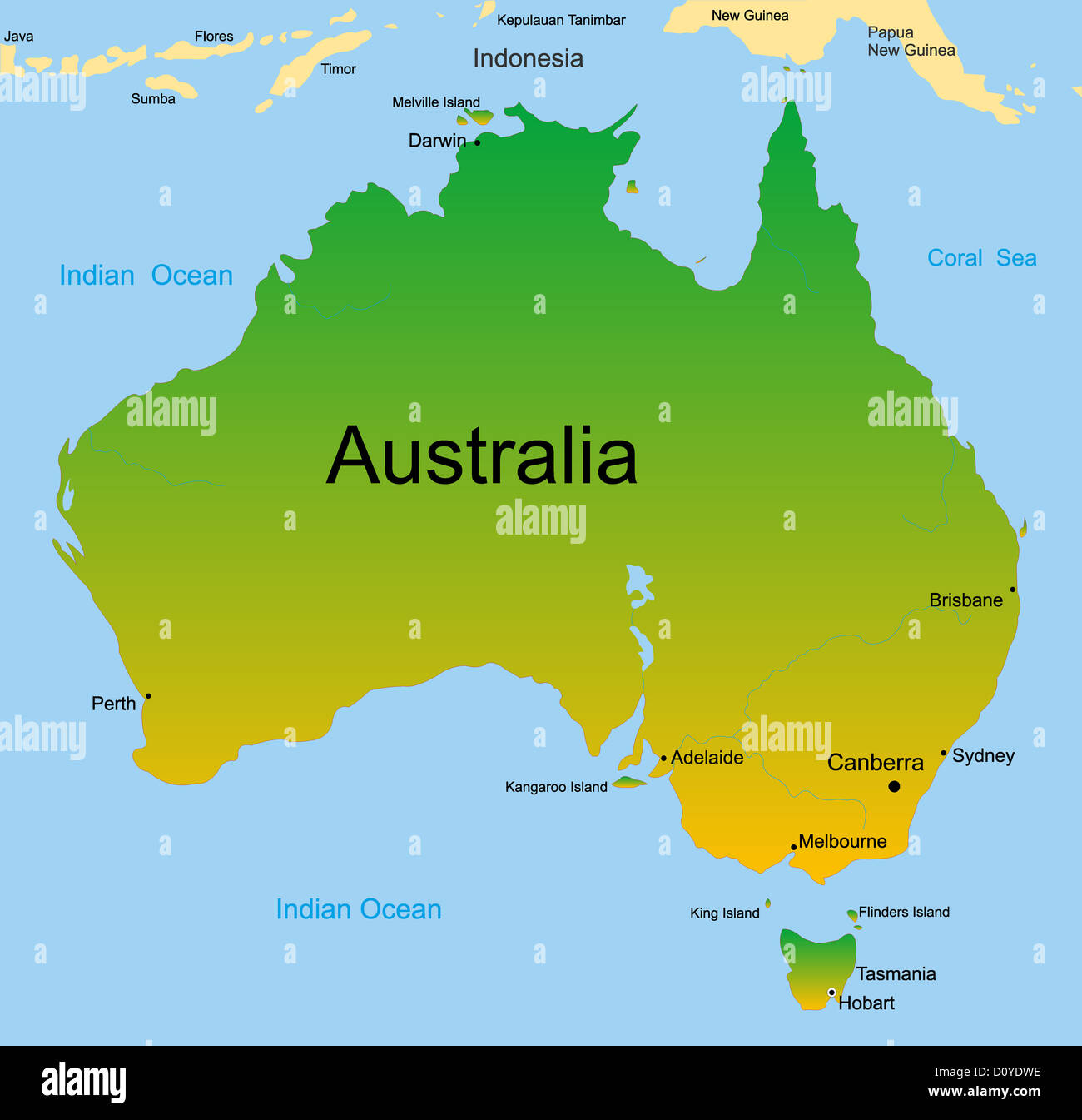 Mappa del continente australiano Foto stock - Alamy