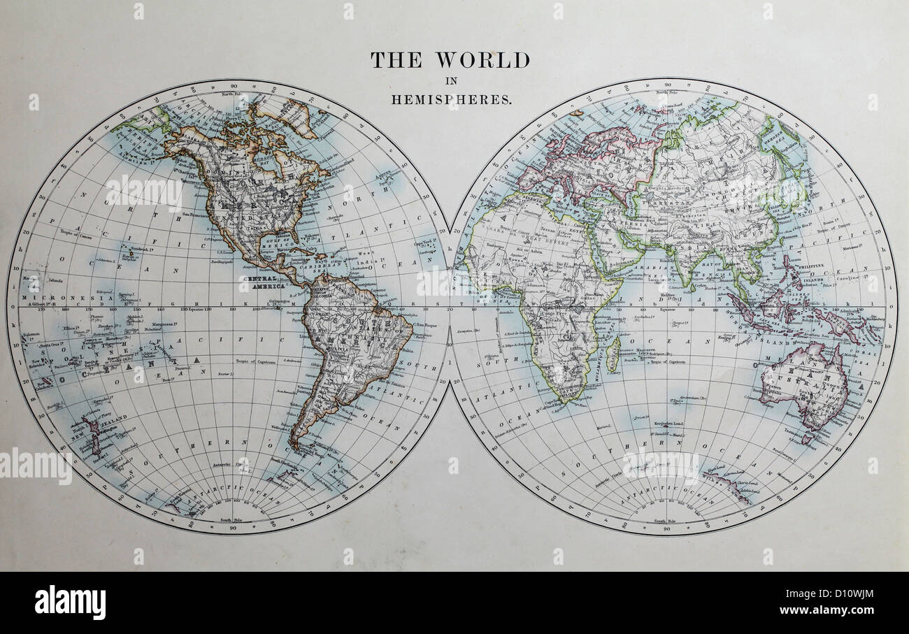 Vecchia mappa dell'emisfero immagini e fotografie stock ad alta ...