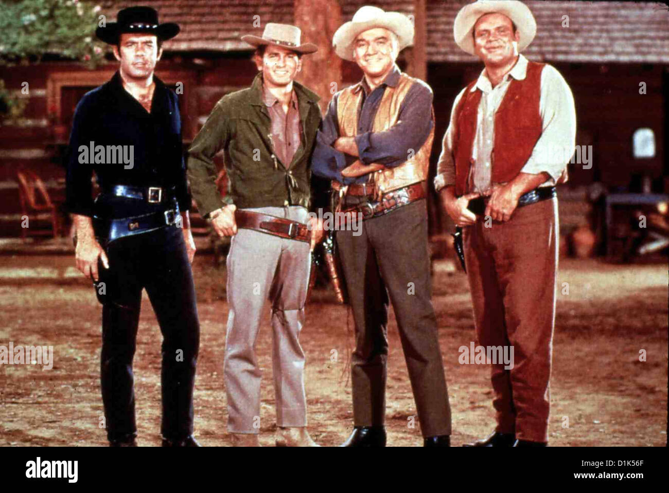 Bonanza Bonanza 1: Adam (Pernell Roberts), Little Joe (Michael Landon), "pa" Ben (Lorne Greene ...