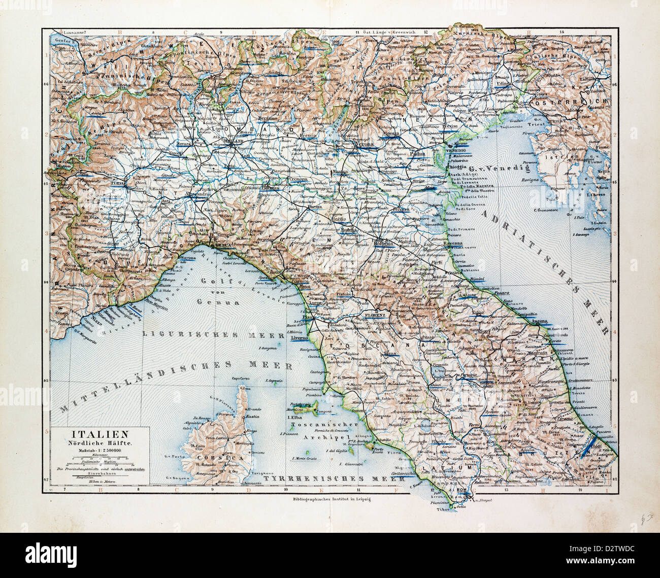 Mappa del nord Italia 1899 Foto stock - Alamy