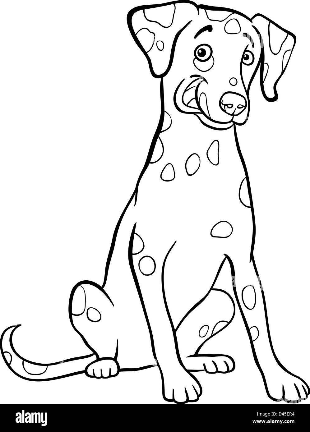 Bianco e Nero Cartoon illustrazione della cute di razza dalmata cane ...