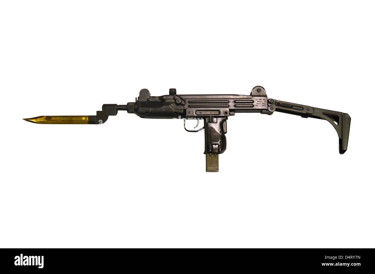 Uzi 9mm mitragliatore con annesso a baionetta Foto stock - Alamy