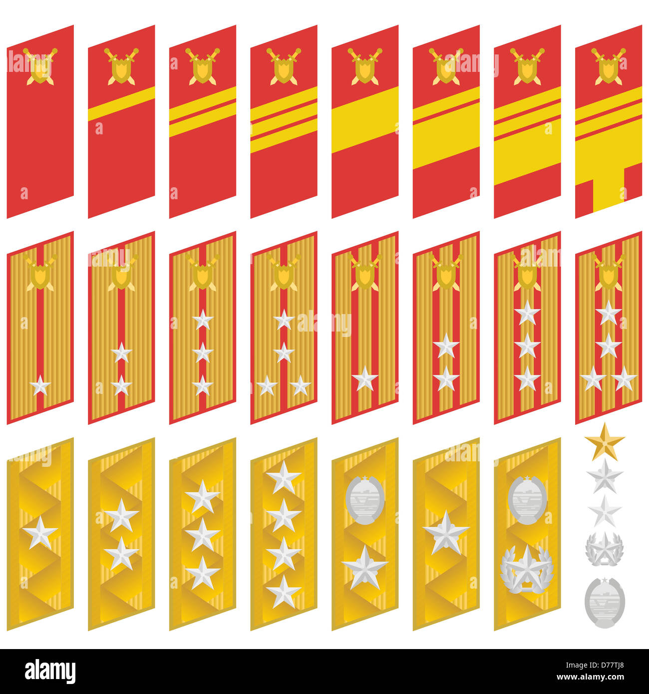 Gradi militari e le insegne del mondo. La figura su uno sfondo bianco ...