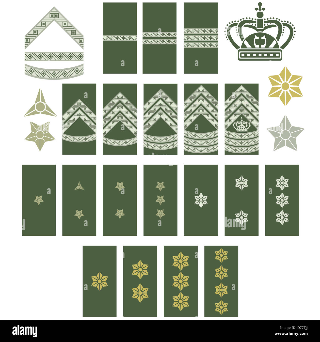 Gradi militari e le insegne del mondo. La figura su uno sfondo bianco ...