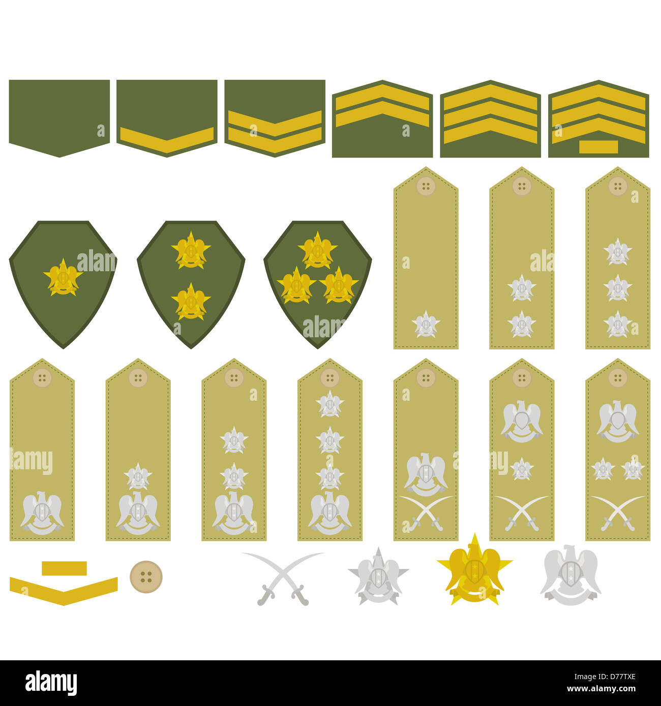 Gradi militari e le insegne del mondo. La figura su uno sfondo bianco ...