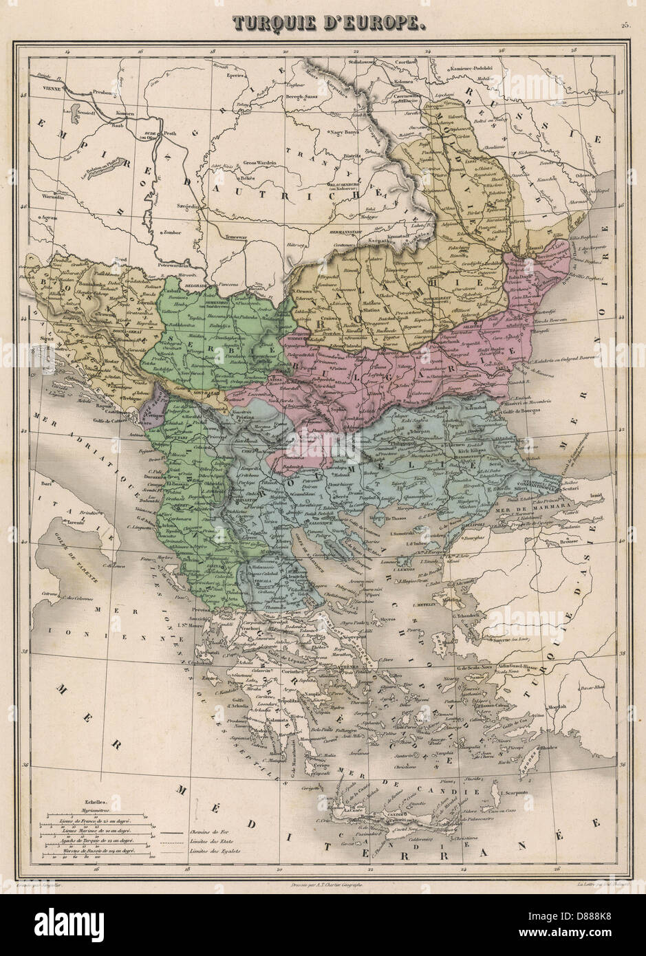 Mappa Europa Balcani C1850 Foto stock - Alamy