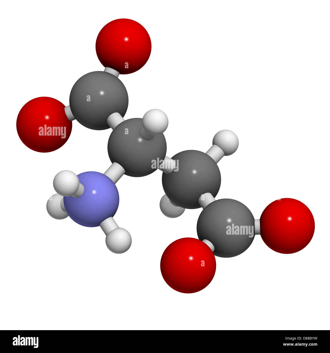 Acido aspartico (Asp, D, aspartato) ammino acido, modello molecolare ...