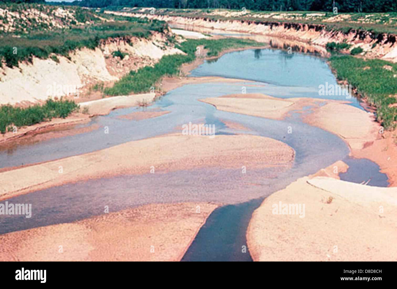 Sedimenti che si depositano nel letto del fiume, formando schemi e ...