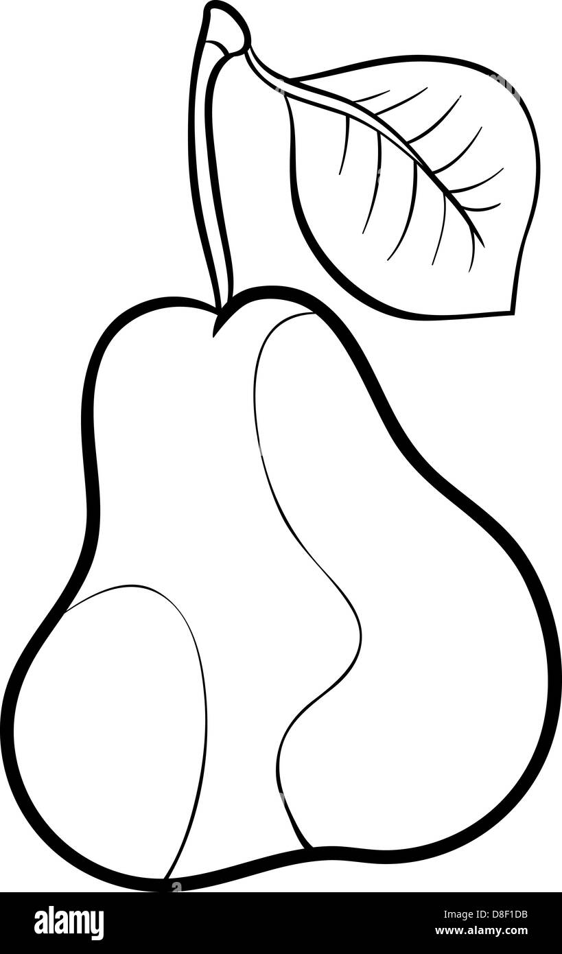 Bianco e Nero Cartoon illustrazione di pera frutta oggetto alimentare ...