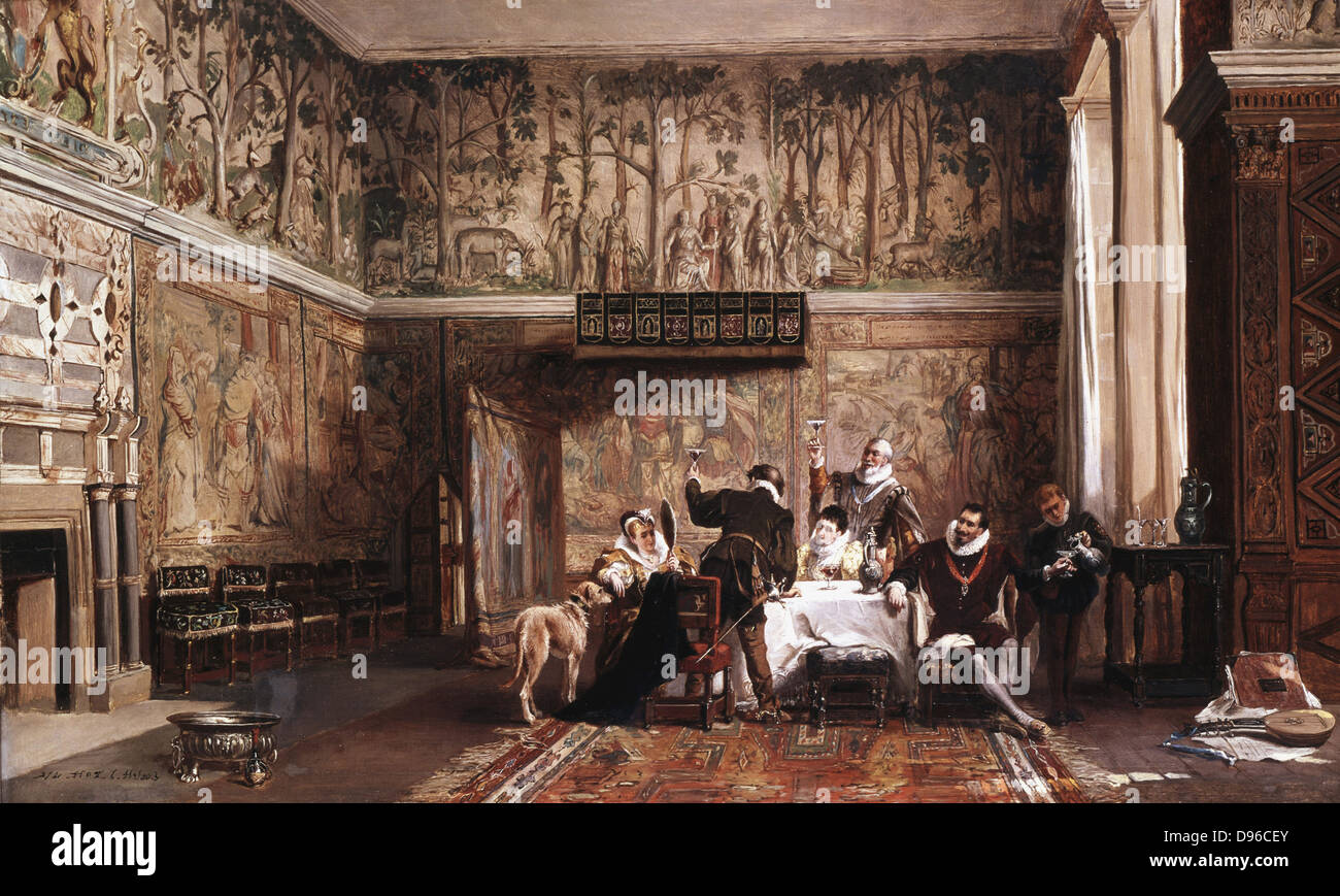 Interno di Haddon Hall da John Laslett Pott (1837-1901) storia ...