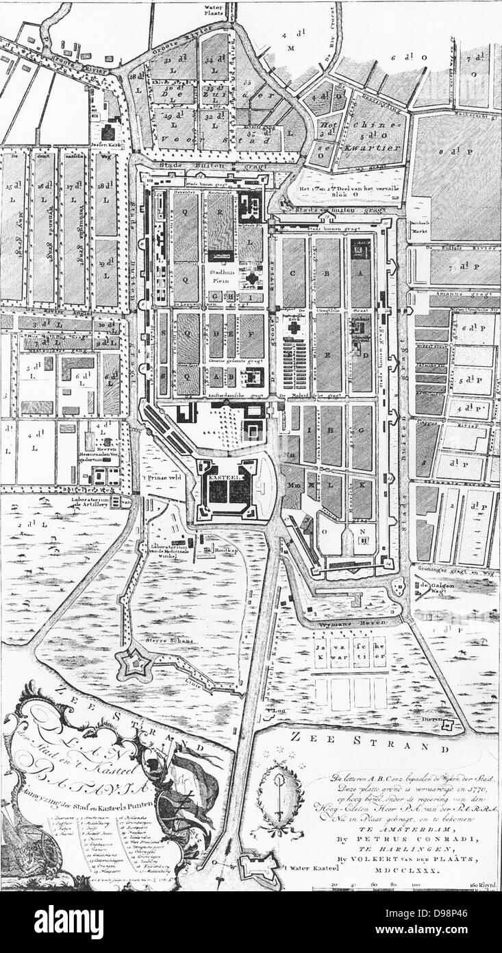 Mappa di Batavia (giorno moderno di Jakarta, in Indonesia), la capitale ...