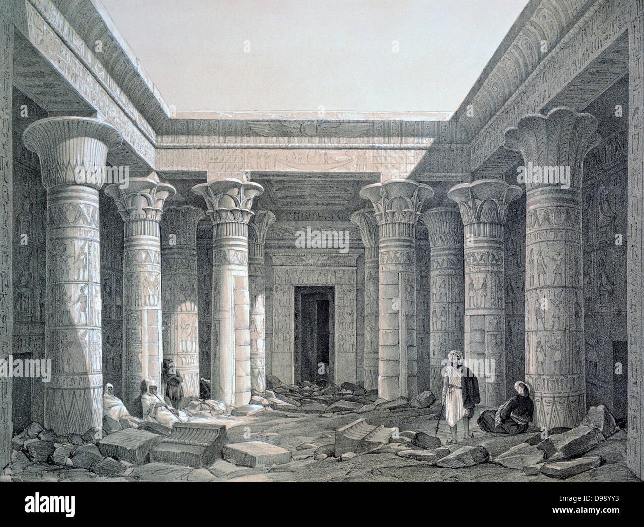 Corte del Grande Tempio - Philae", 1843. Litografia dopo Owen Jones e ...