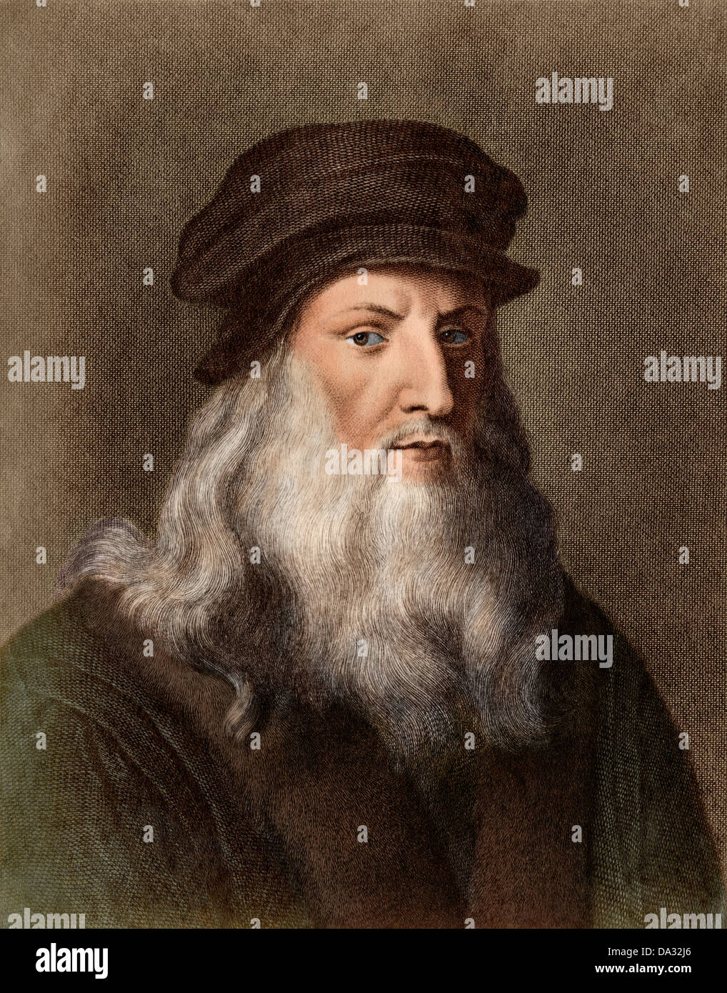 Ritratto di artista Leonardo da Vinci. Colorate digitalmente fotografia ...