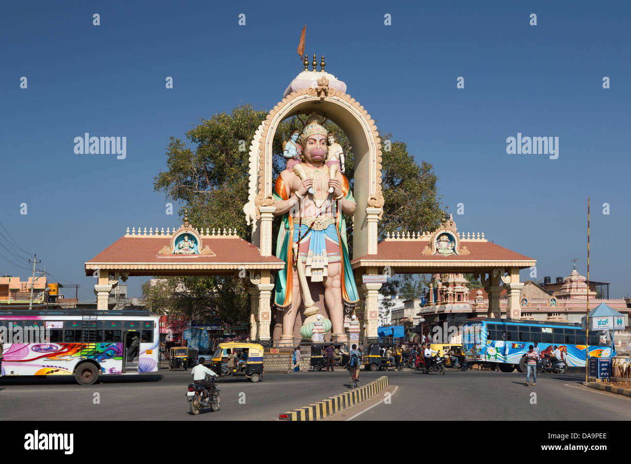India India del Sud, Asia, Karnataka, Tumkur, Città Hanuman Gate ...