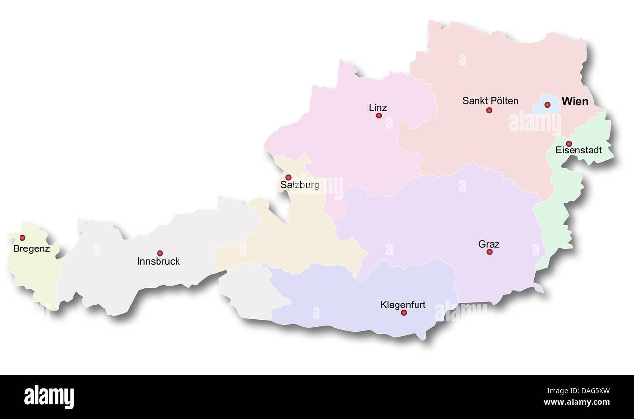 Mappa della provincia di austria immagini e fotografie stock ad alta ...