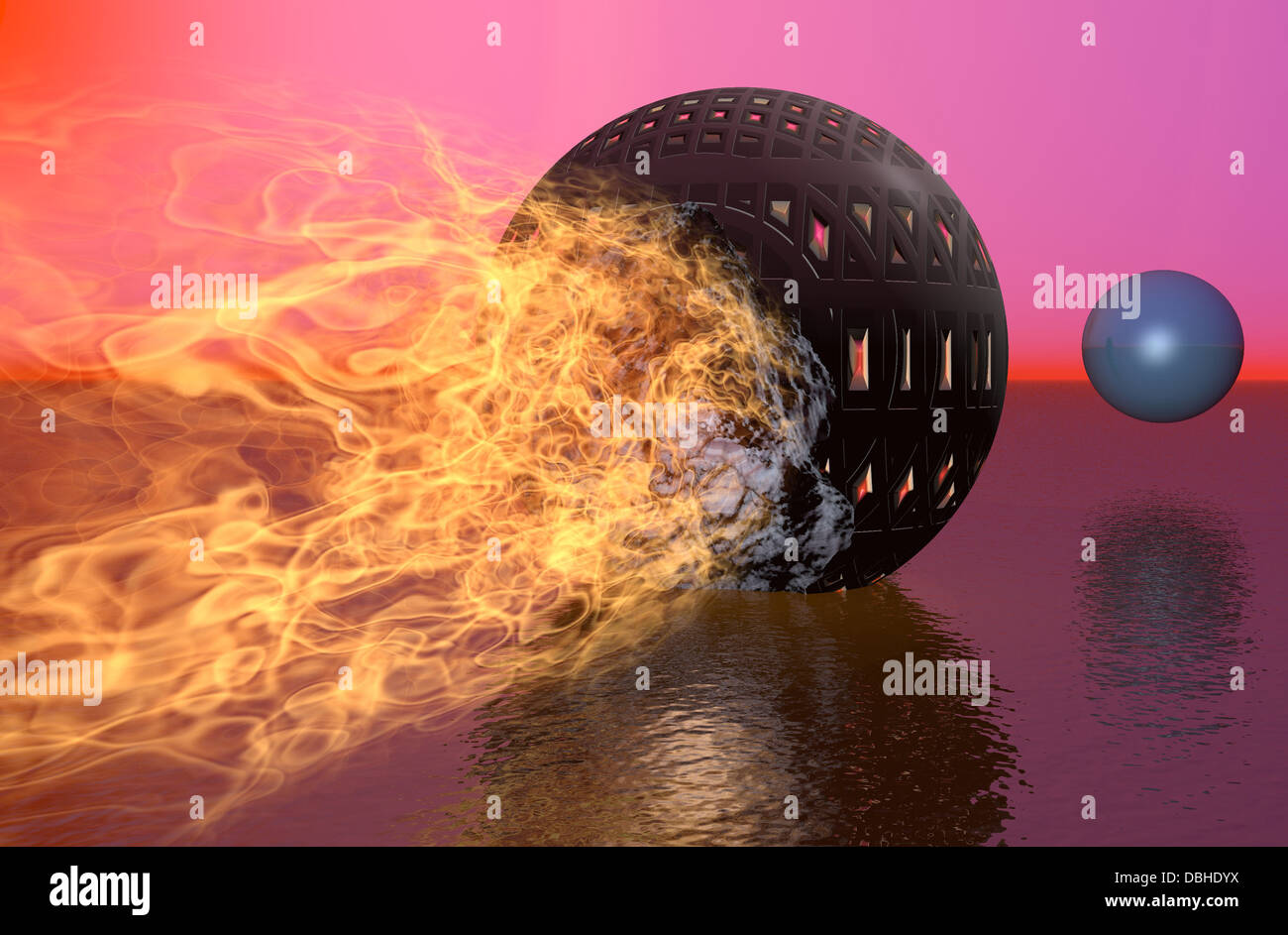La palla di fuoco realizzato in 3d max fine dipinte a mano in photoshop ...