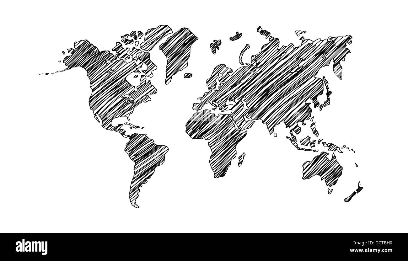 Disegno mappa del mondo Foto stock - Alamy