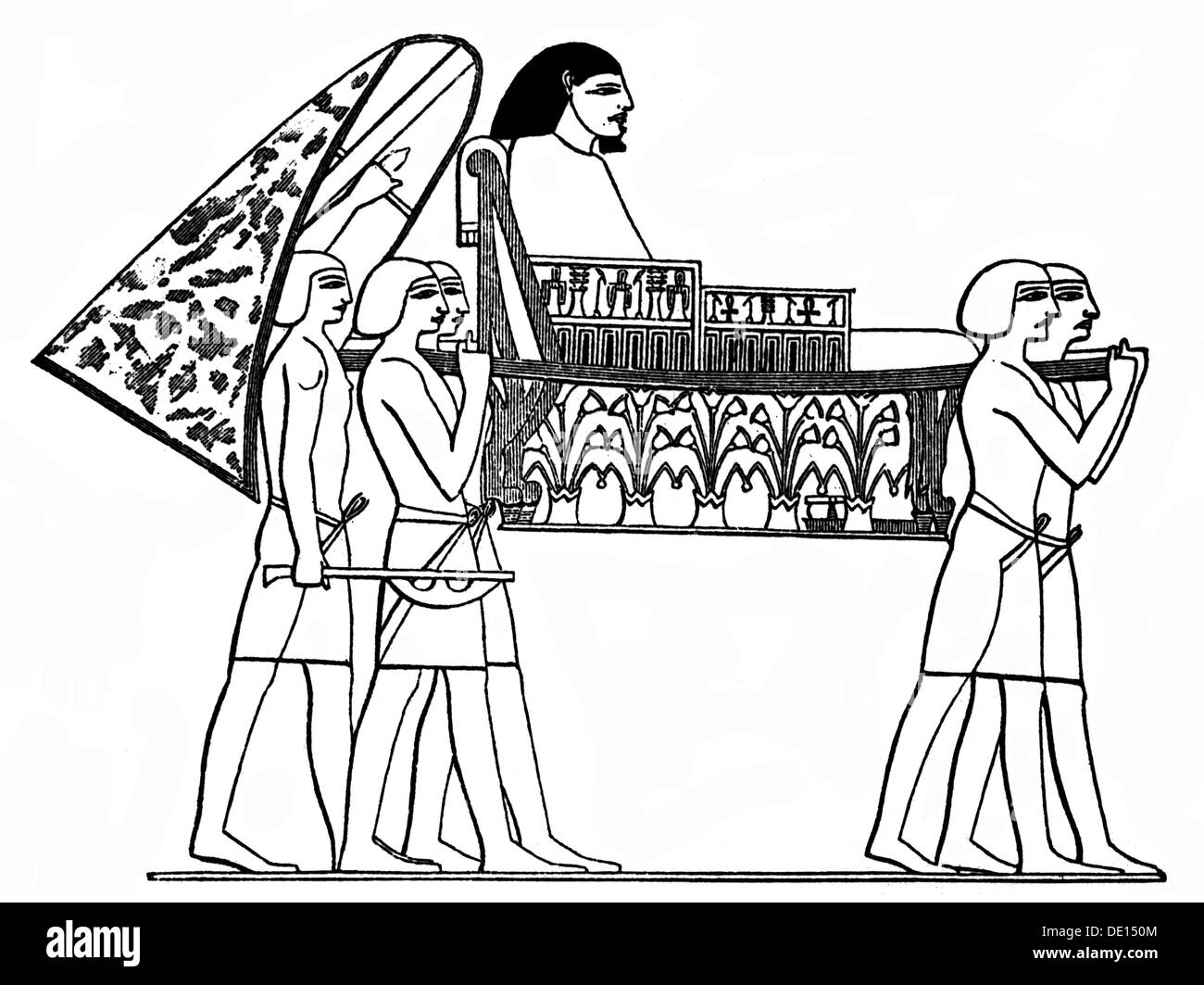 Trasporto / trasporto, sedia berlina, Faraone è portato in una sedia ...