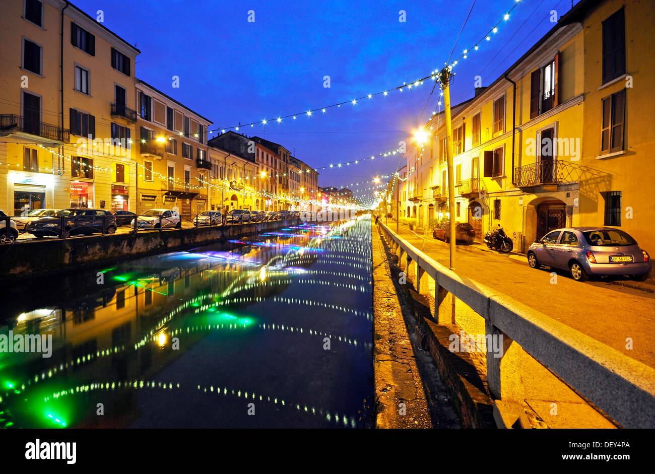 Italy milan navigli christmas lights immagini e fotografie stock ad ...