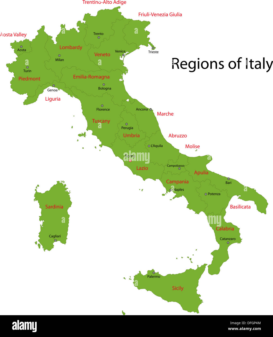 Mappa verde Italia Foto stock - Alamy