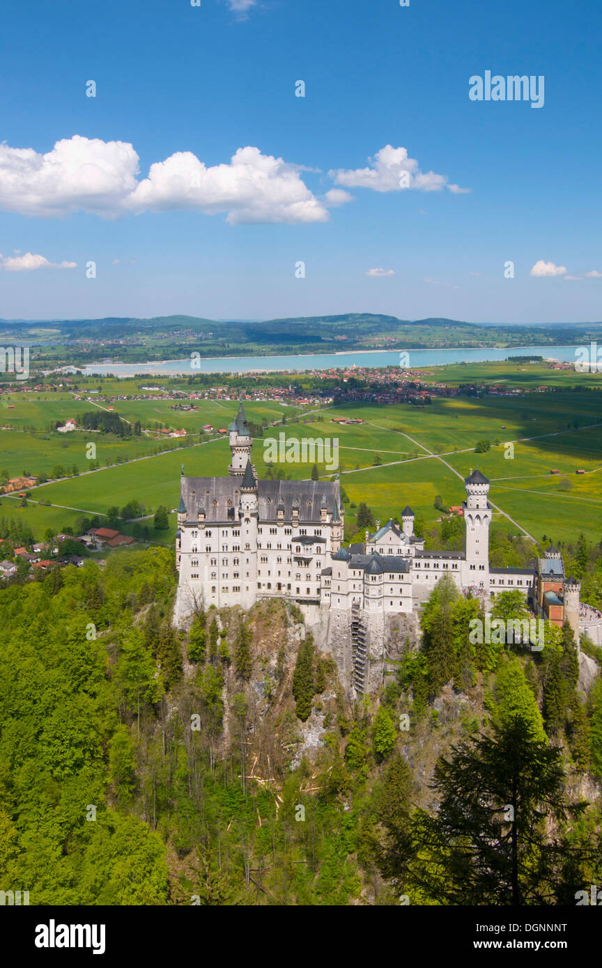 Schloss il castello di Neuschwanstein e il Lago di Forggensee, Fuessen ...