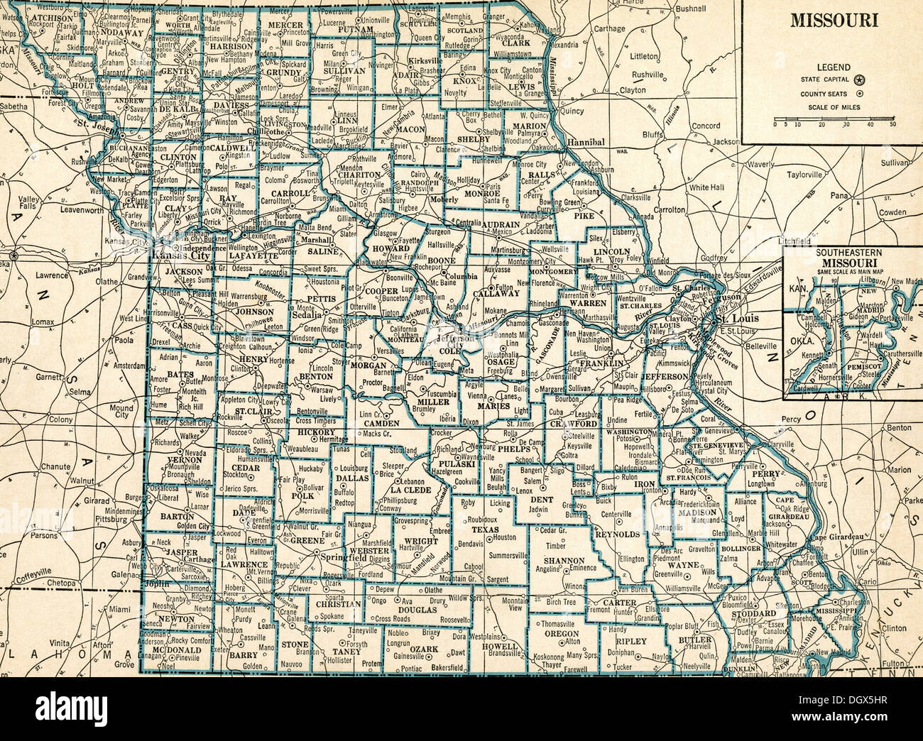 Map of missouri immagini e fotografie stock ad alta risoluzione - Alamy