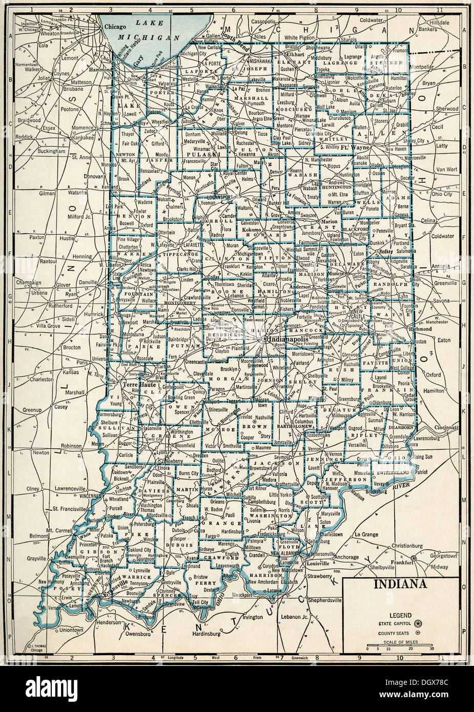 Indiana state map immagini e fotografie stock ad alta risoluzione - Alamy